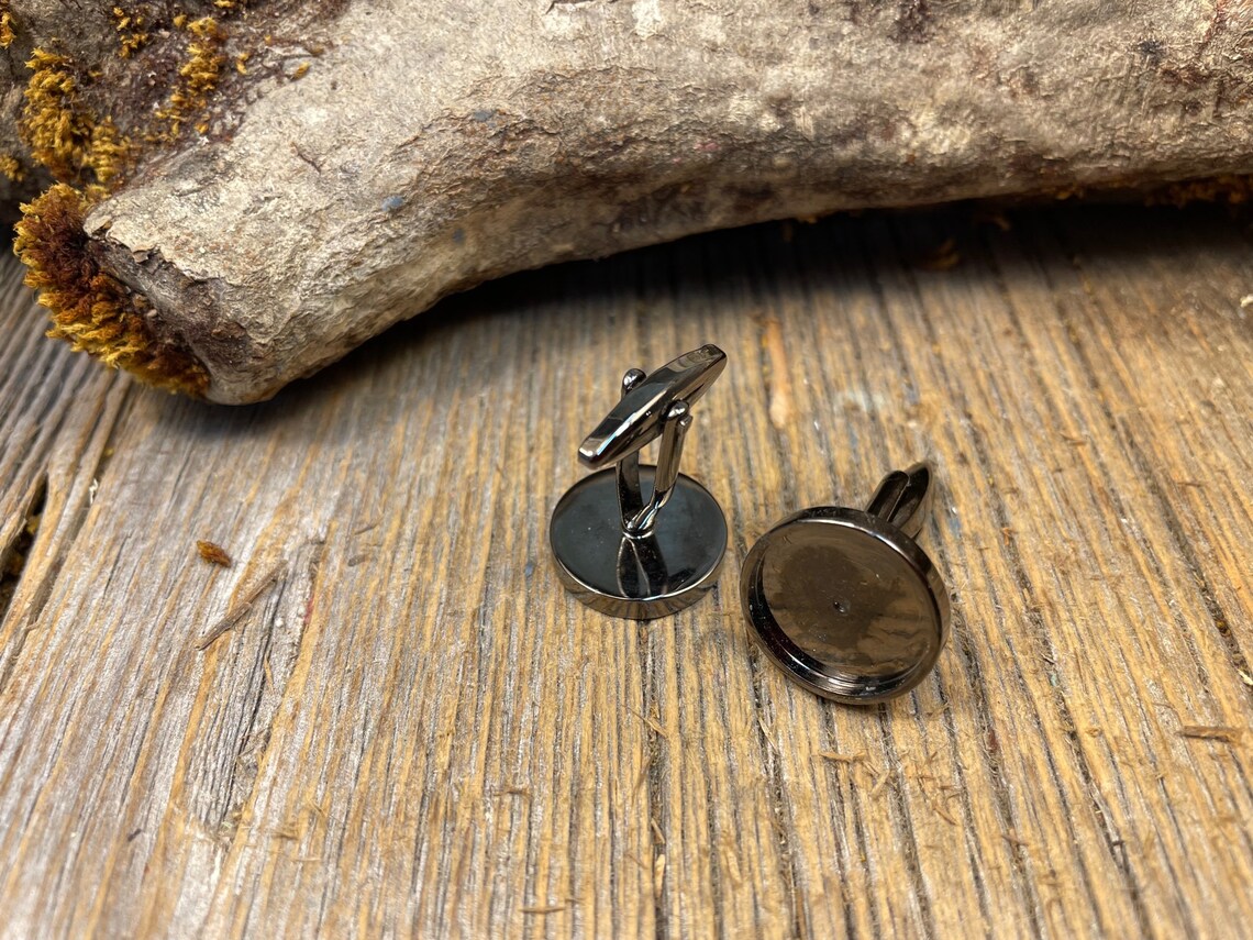 French Cuff Link Blanks,silver, Gold, Gunmetal Black, 16.02 Mm, One ...