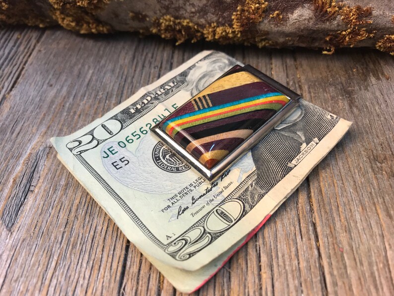 Wood/Woodenn Moneyclip/Billfold: Natural exotic and colored | Etsy