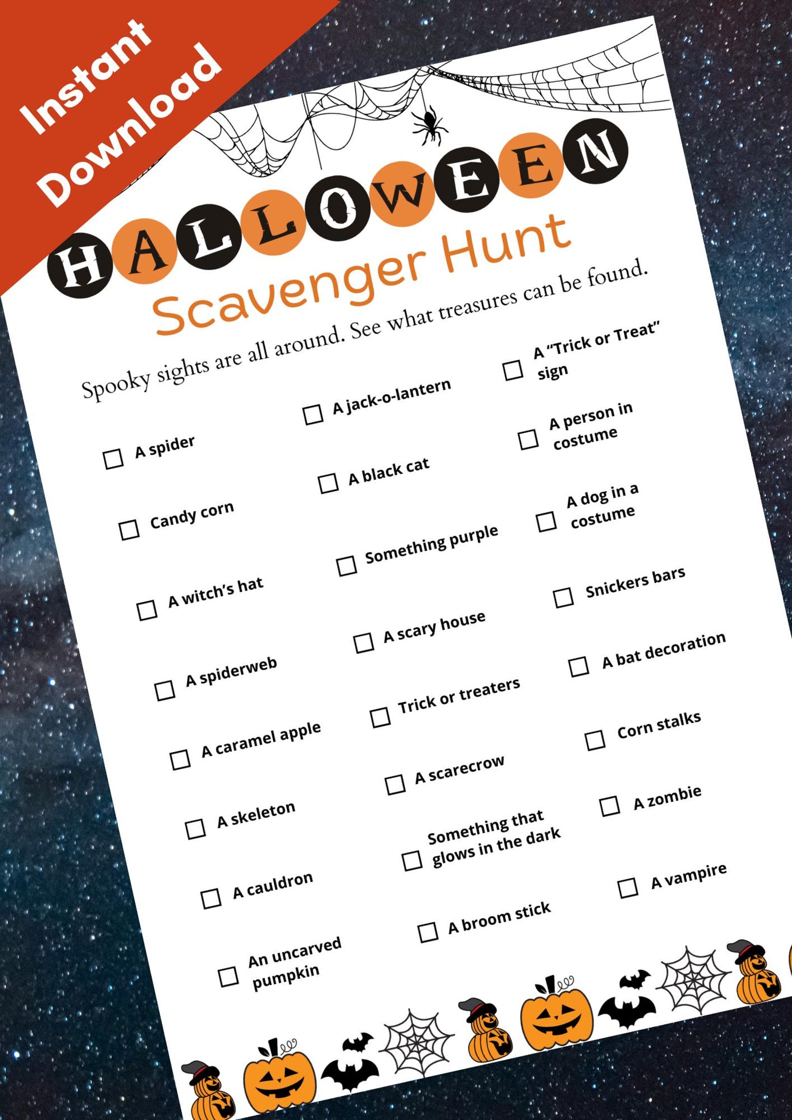 Halloween Scavenger Hunt Printable - Etsy