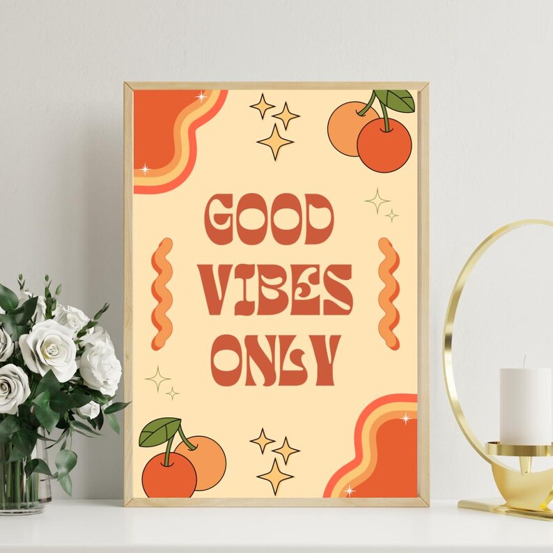 Good Vibes Only Retro Poster - 24x36 Art Print - Digital Download ...
