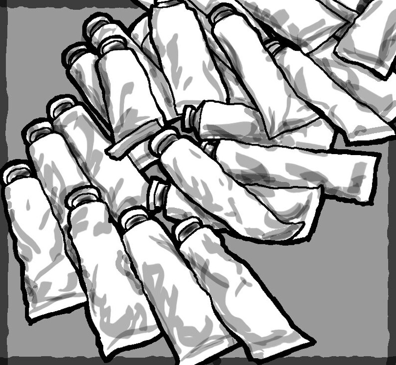 PAINT TUBES Digital Drawing for Coloring - Etsy