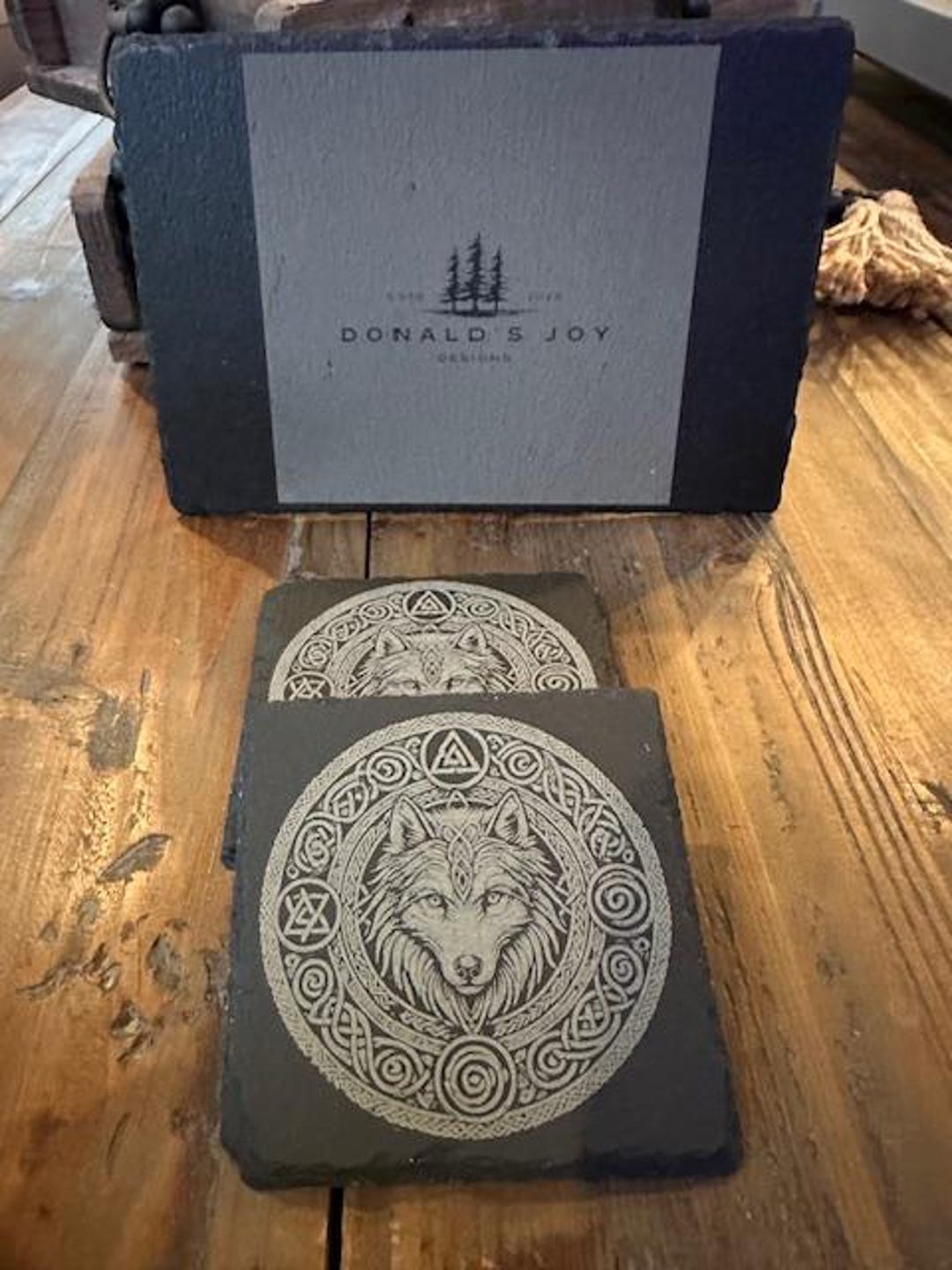 Slate Coasters-celtic Knot Wolf - Etsy