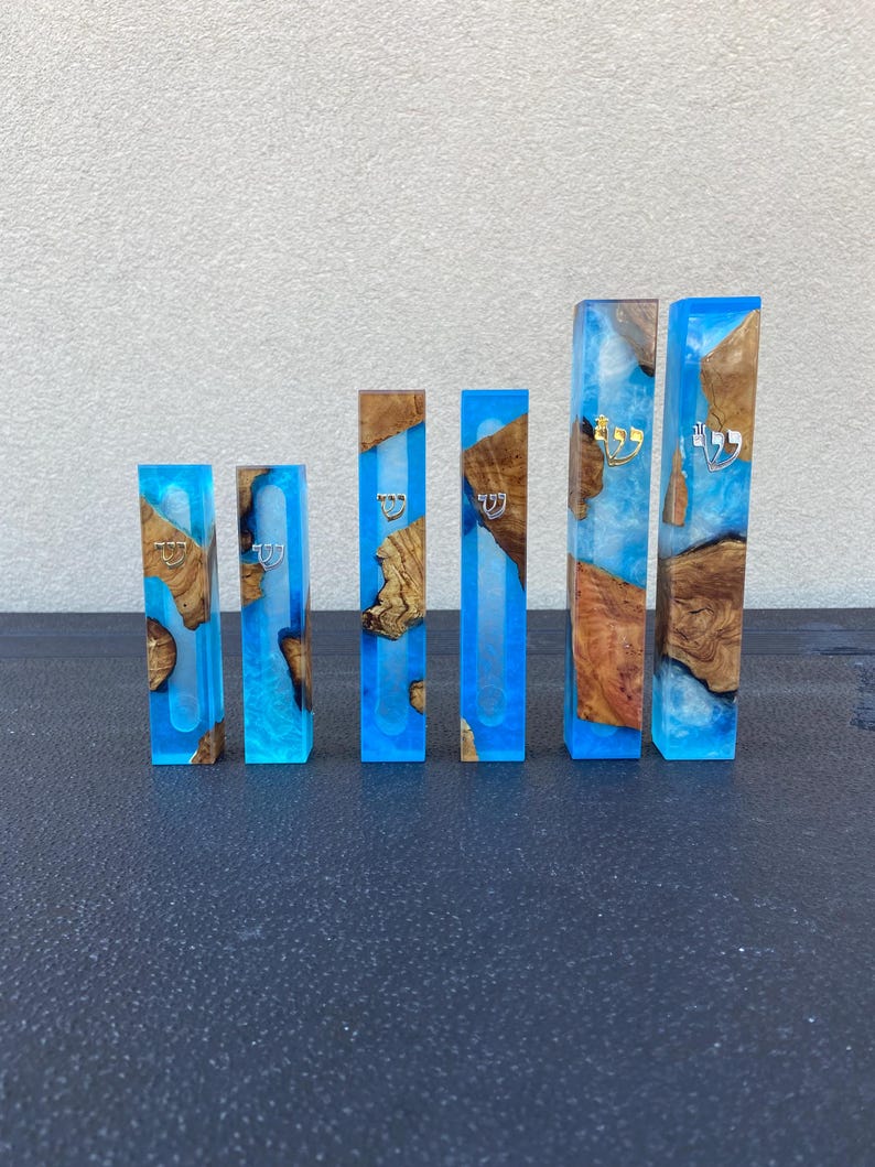 Handmade Epoxy Mezuzah Case – Olive Wood & Resin Cover – Weatherproof ...