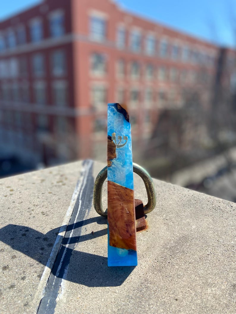 Handmade Epoxy Mezuzah Case – Olive Wood & Resin Cover – Weatherproof ...