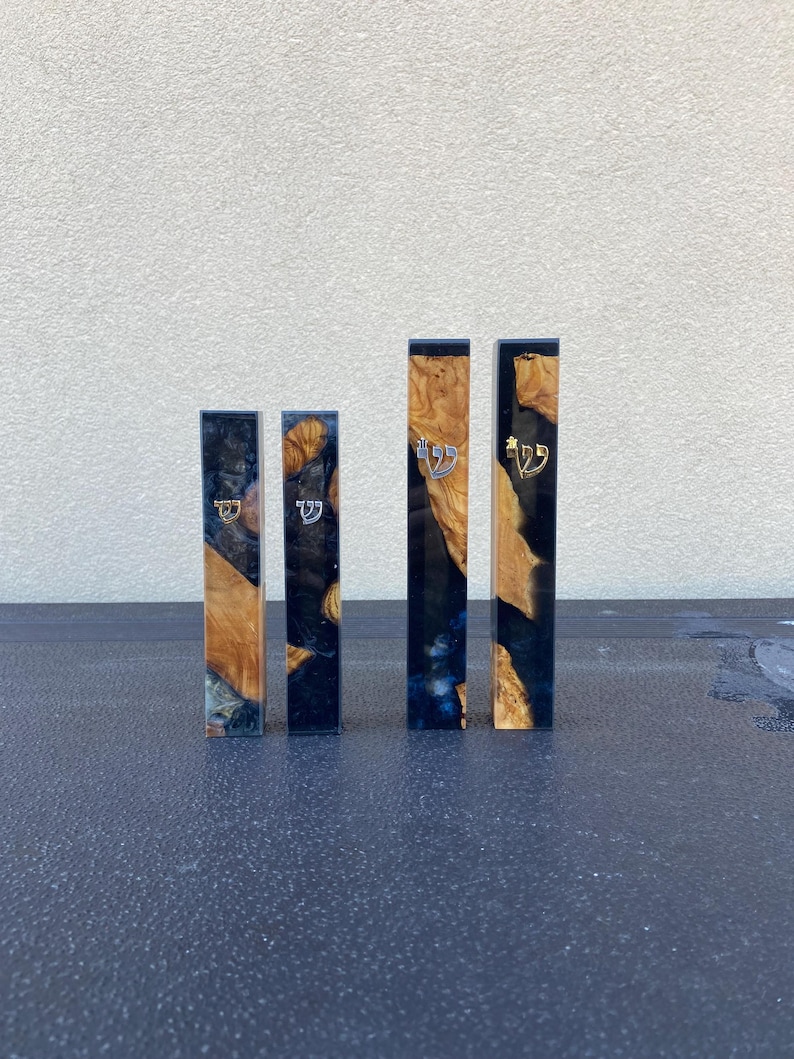 Handmade Epoxy Mezuzah Case – Olive Wood & Resin Cover – Weatherproof ...