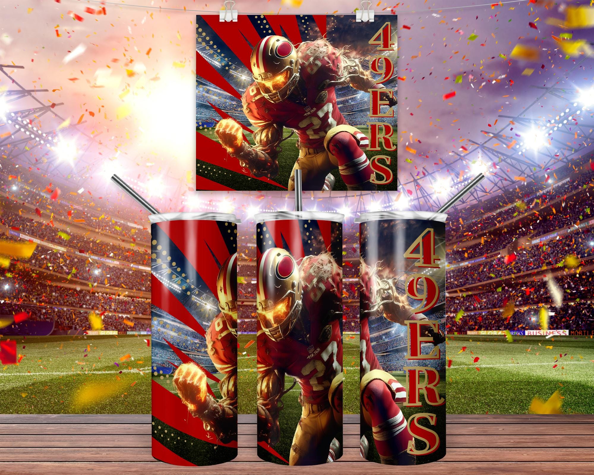 49ers 20oz Skinny Tumbler Wrap PNG, Sport 20oz Tumbler PNG, Mascot ...