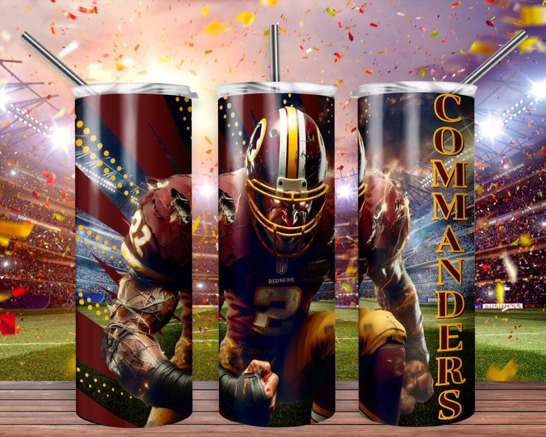 Commanders 20oz Skinny Tumbler Wrap PNG, Sport 20oz Tumbler PNG, Mascot ...