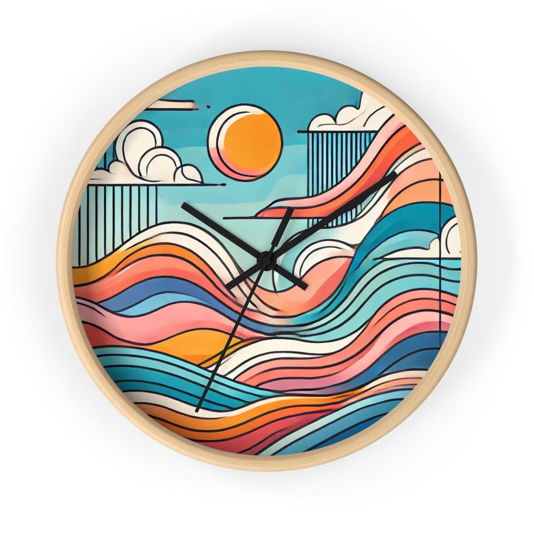 Vibrant Wave Art Wall Clock, Modern Home Decor, Gift for Beach Lovers ...