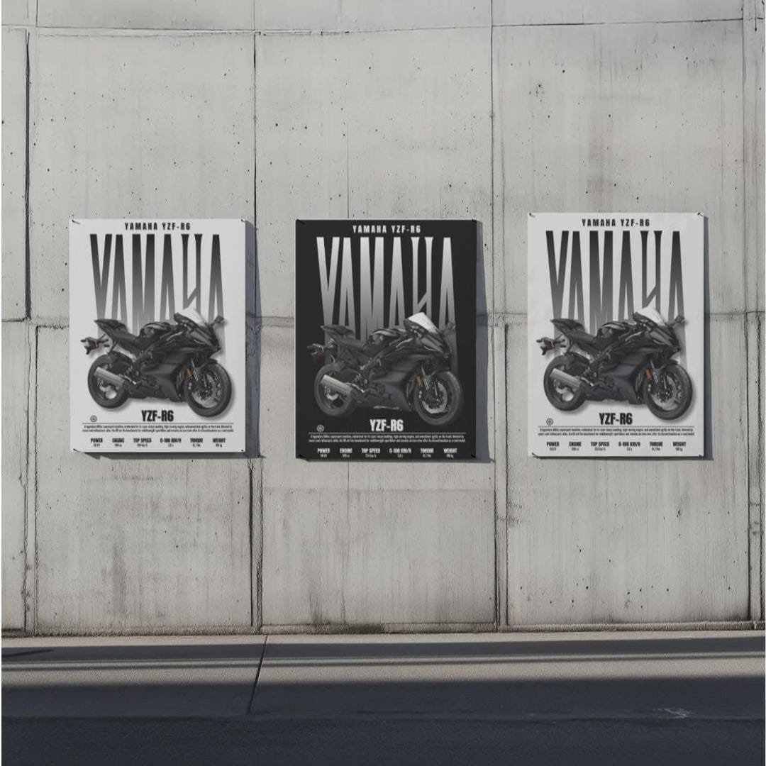 Yamaha YZF-R6 Motorcycle Posters: Sportbike Racing Art (digital ...