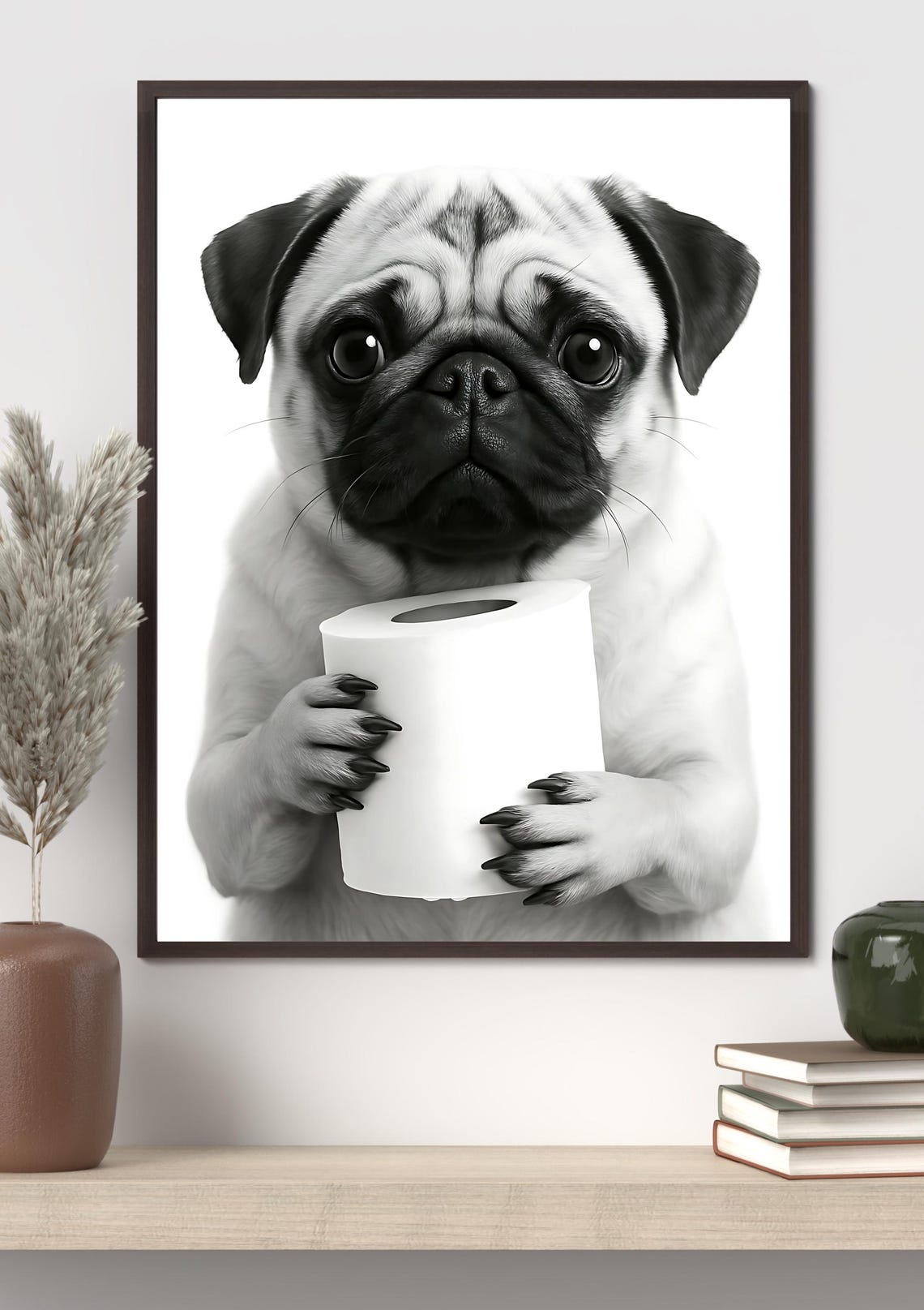 Set of 3 Adorable Pug Bathroom Prints - Printable Wall Art, Bathroom ...