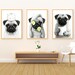 Set of 3 Adorable Pug Bathroom Prints - Printable Wall Art, Bathroom ...
