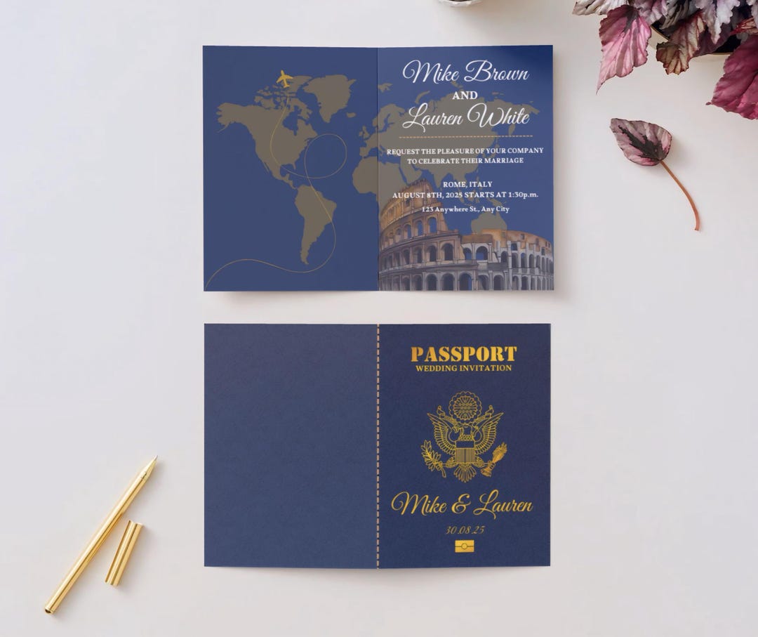Passport Invitation Template for Destination Wedding, Birthday Party ...