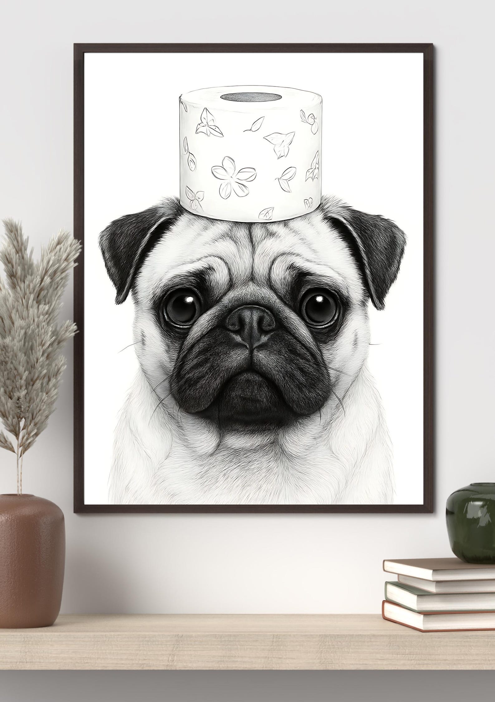 Set of 3 Adorable Pug Bathroom Prints - Printable Wall Art, Bathroom ...
