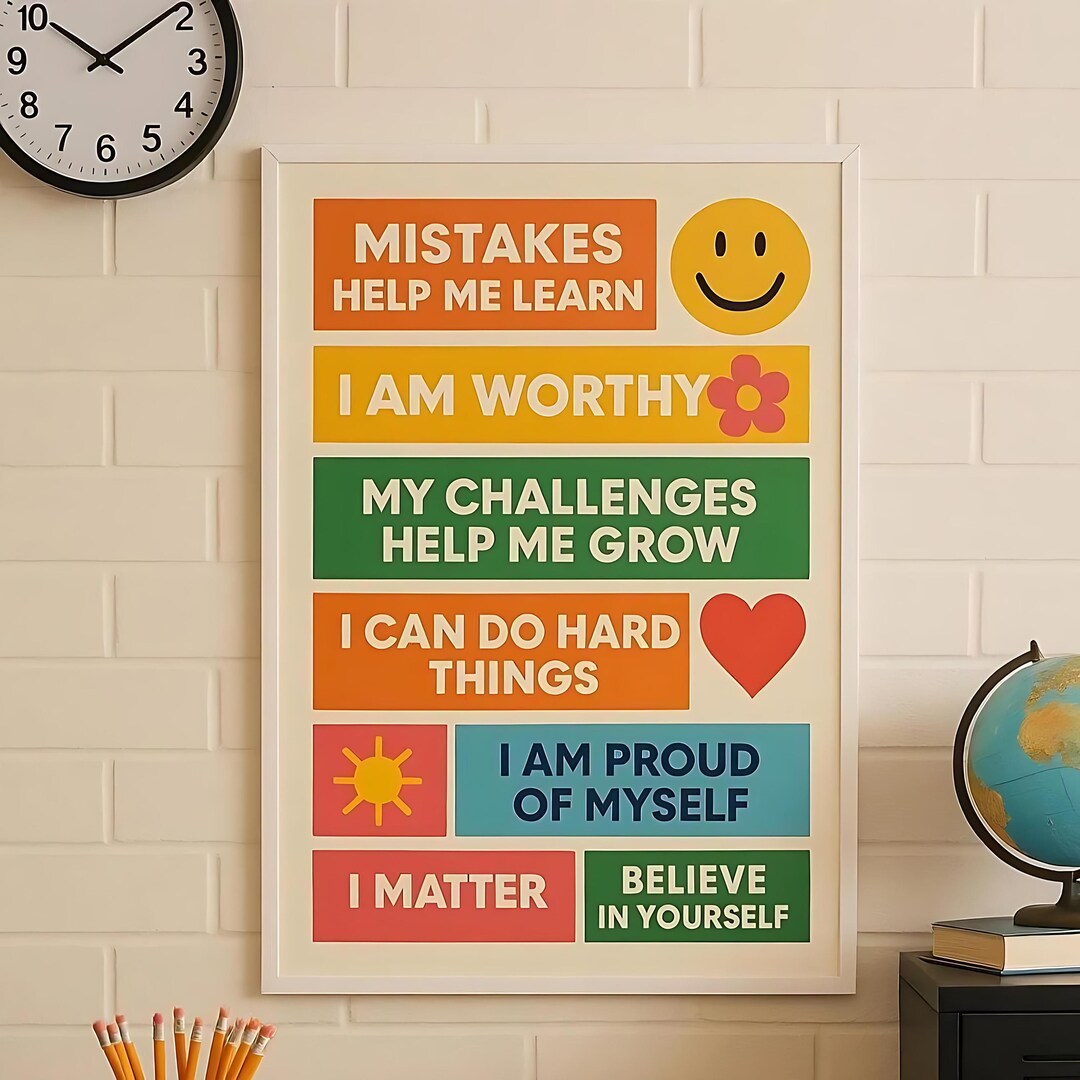 Kids Inspirational Wall Art Printable | Positive Affirmations for Kids ...