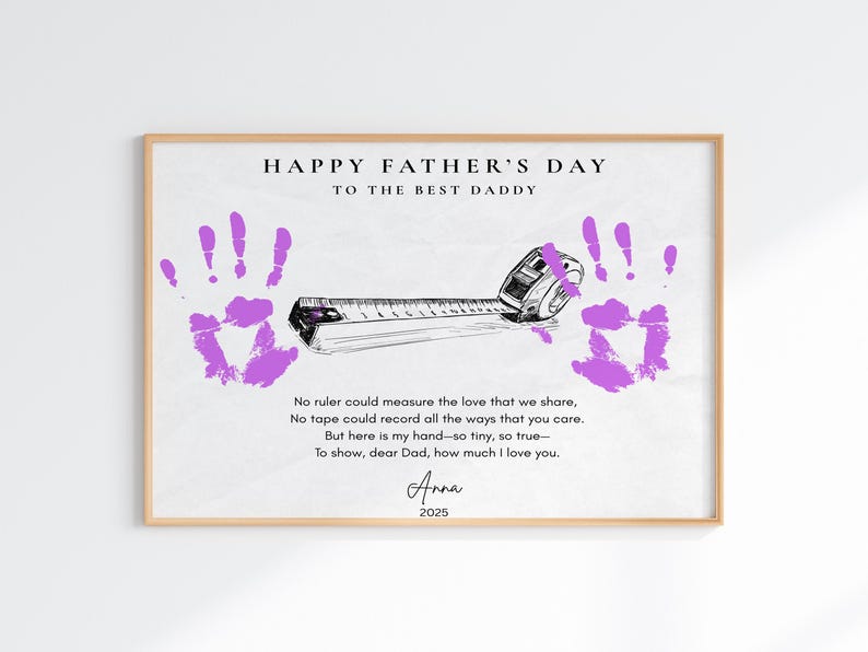 Personalized Fathers Day Handprint Poem for Kid, Tape Measure Gift for ...