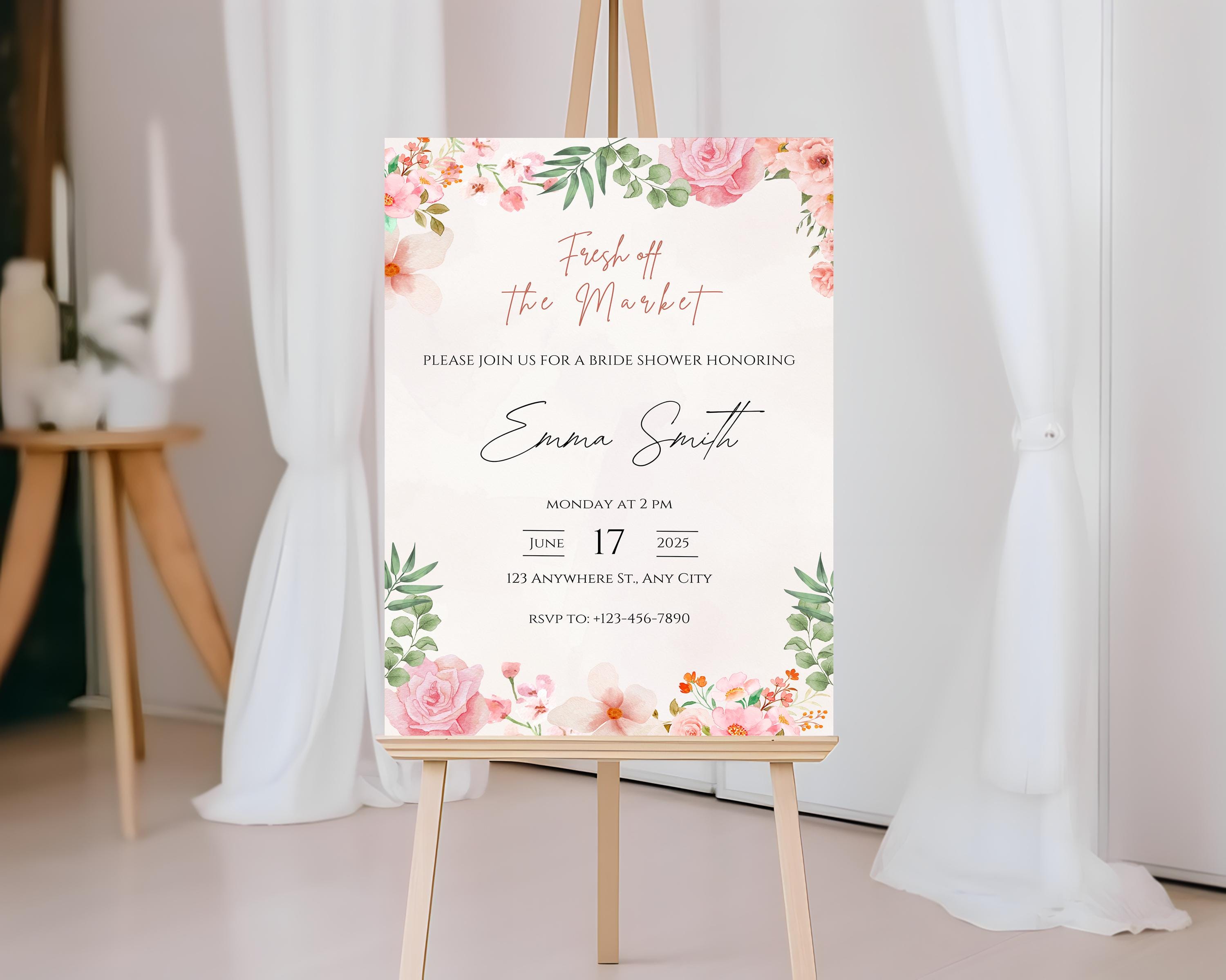 Bridal Shower Welcome Sign Template, Editable Canva Bridal Shower Sign ...