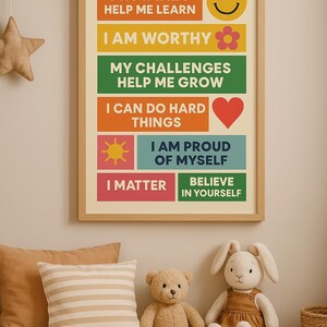 Kids Inspirational Wall Art Printable | Positive Affirmations for Kids ...