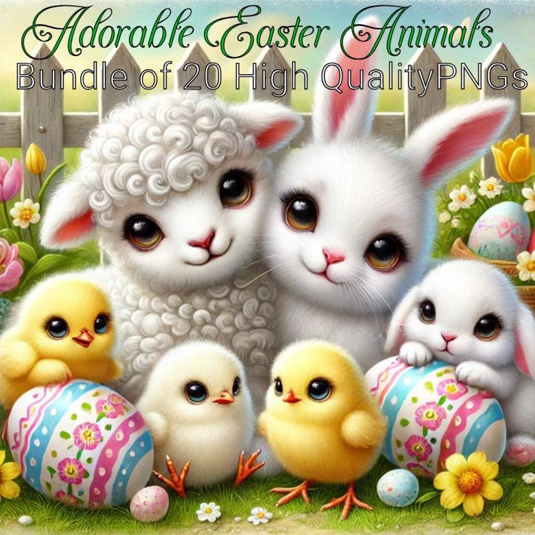 Adorable Easter Animal Clipart Bundle of 20 High-quality Pngs (300 DPI ...