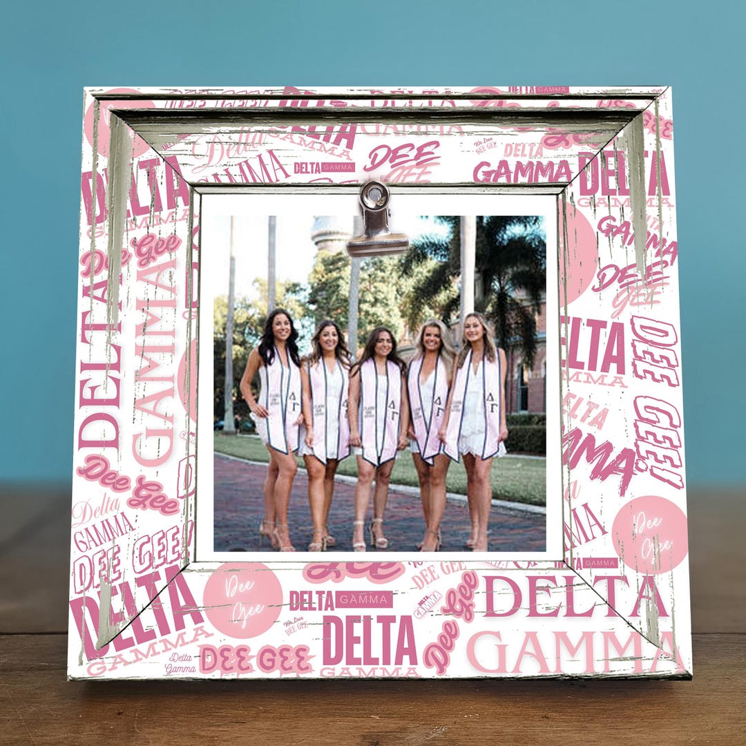 Rustic White Delta Gamma Photo Frame - Stylish Sorority Gift and Big ...