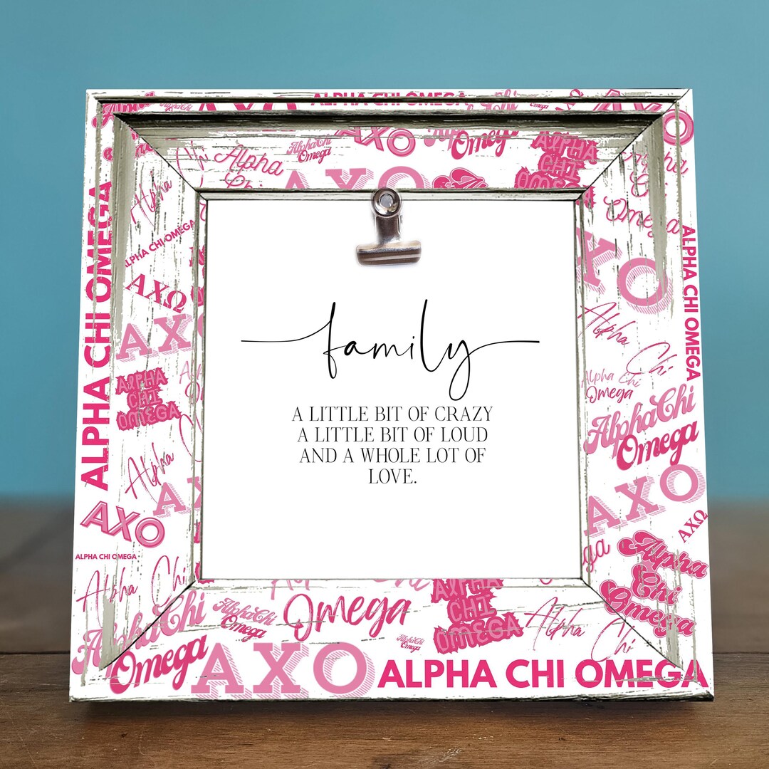 Chic White Rustic Alpha Chi Omega Photo Frame | 8x8 Sorority Keepsake ...