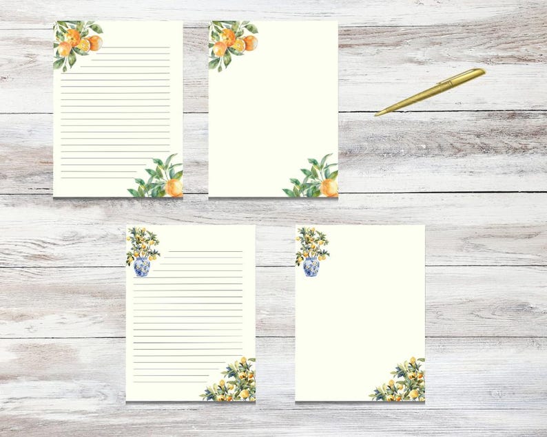 Printable Stationery | Writing Paper Set | Mediterranean Theme | Letter ...
