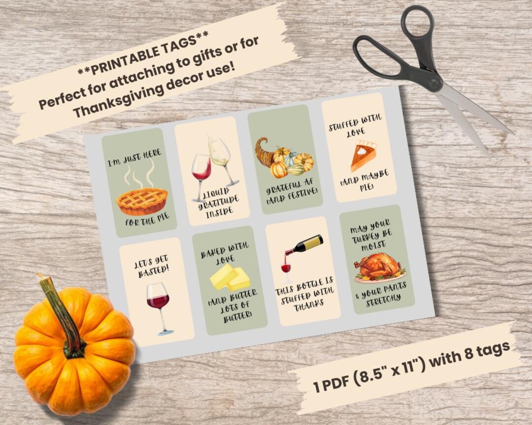 Printable Thanksgiving Gift Tags: Fall Harvest Designs (PDF, PNG) - Etsy