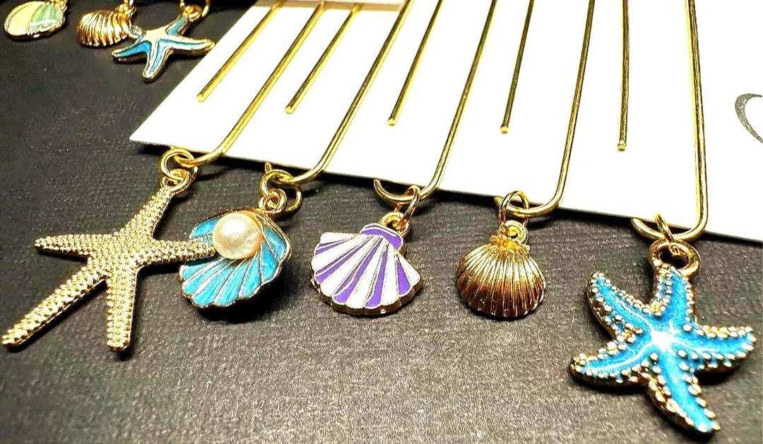 A Set of 5 Random Beautiful Shells Paper Clips for Your Books, Planner ...