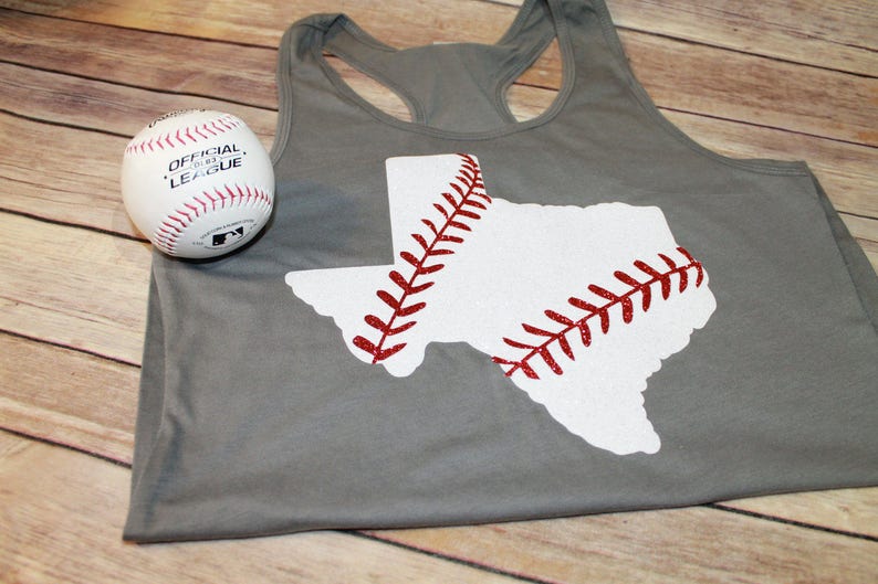 Girls Baseball State Tank, Sparkly Baseball Stitch - Etsy