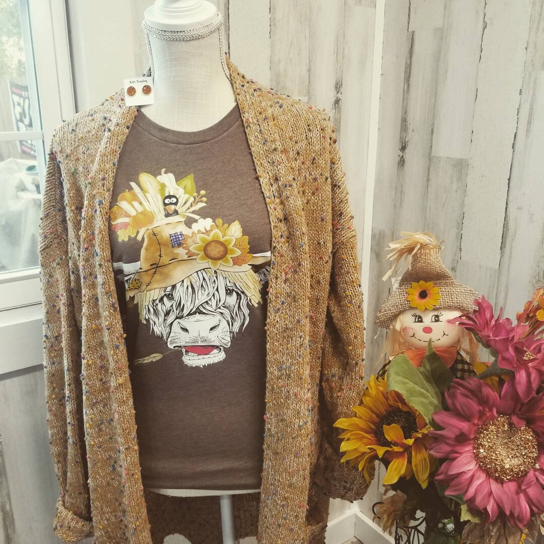 Fall Cow Shirt, Mini Cow Shirts, Scarecrow Cow Shirt, Fall T-shirt ...