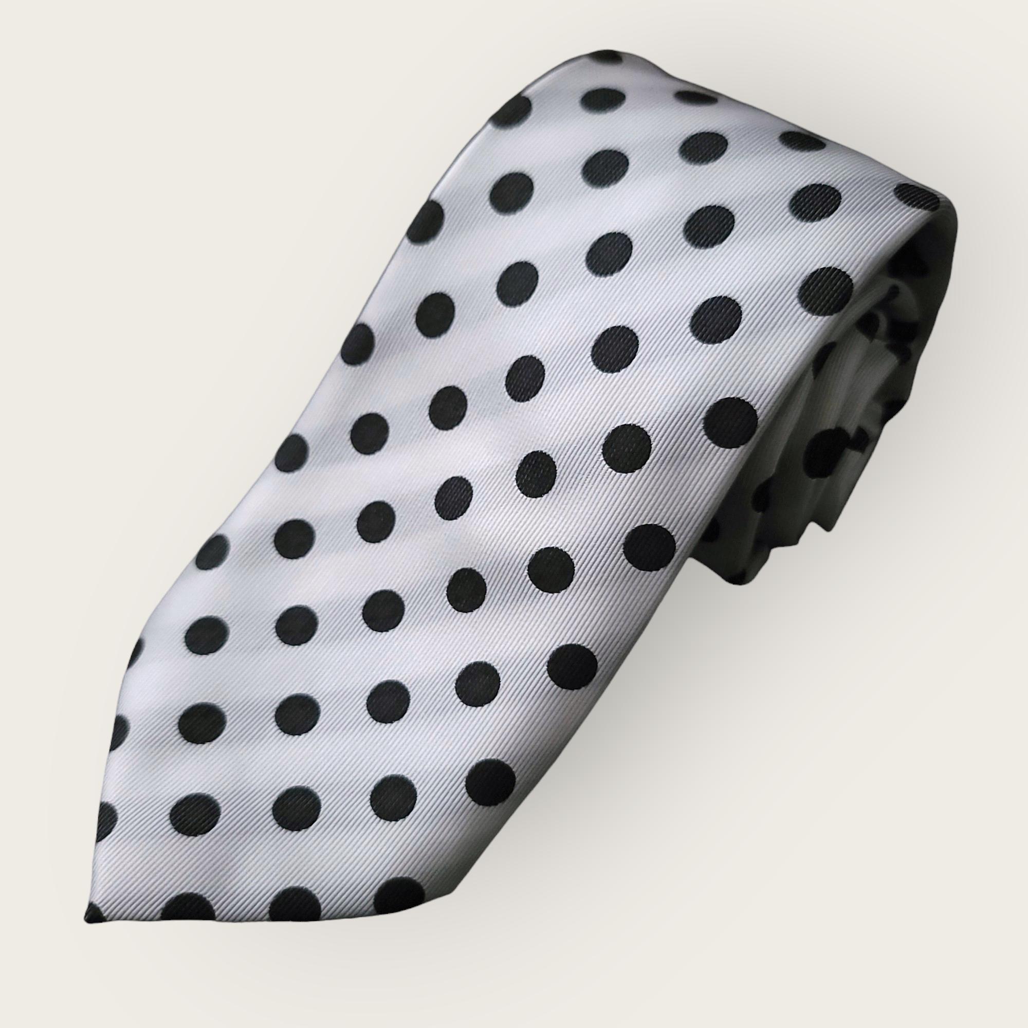 Classic White Black Polka Dot Silk Tie Pocket Square Cufflink Set - Etsy