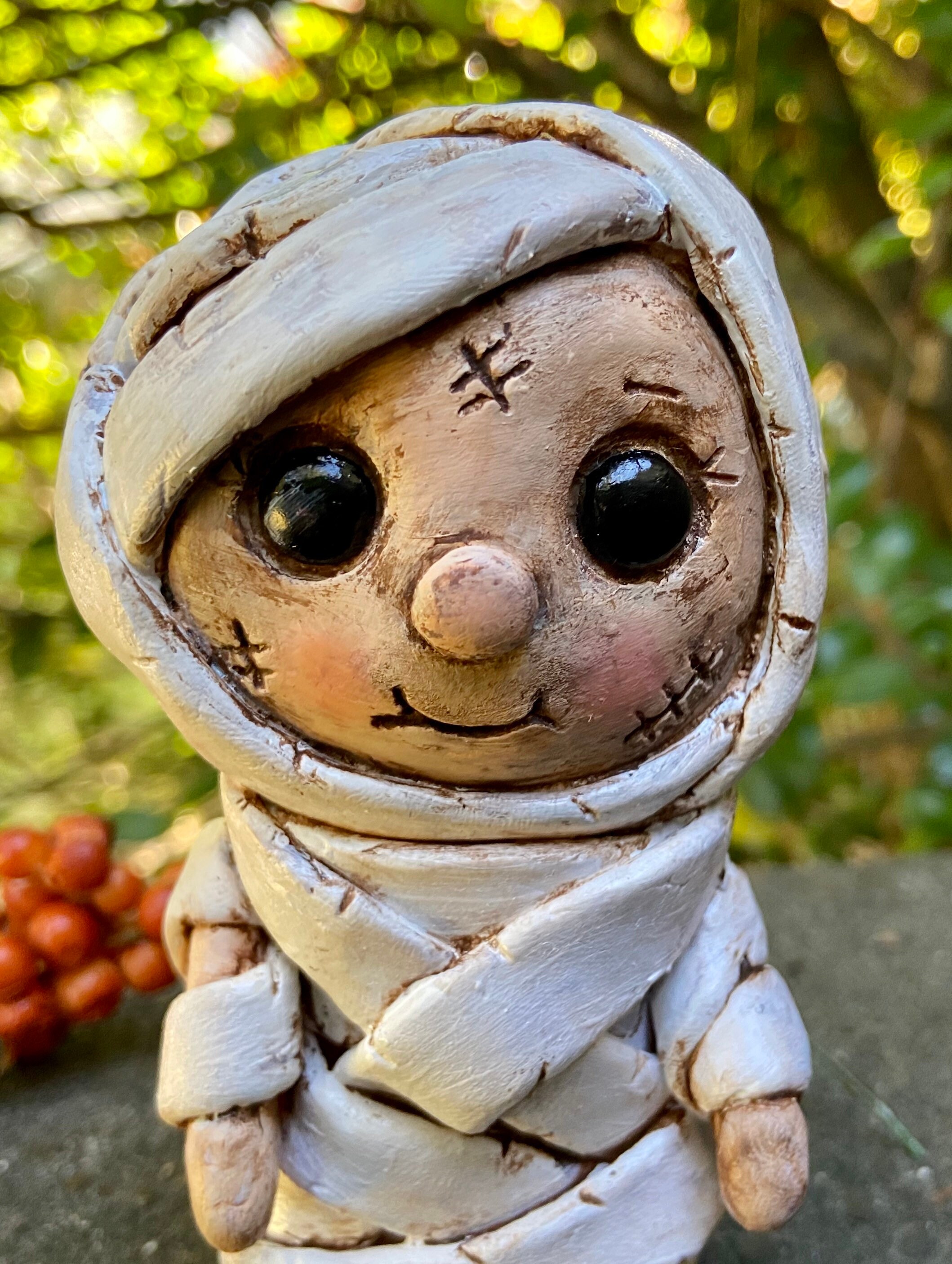 Cute Mummy Figurine Primitive Mummy Halloween Decor Fall | Etsy