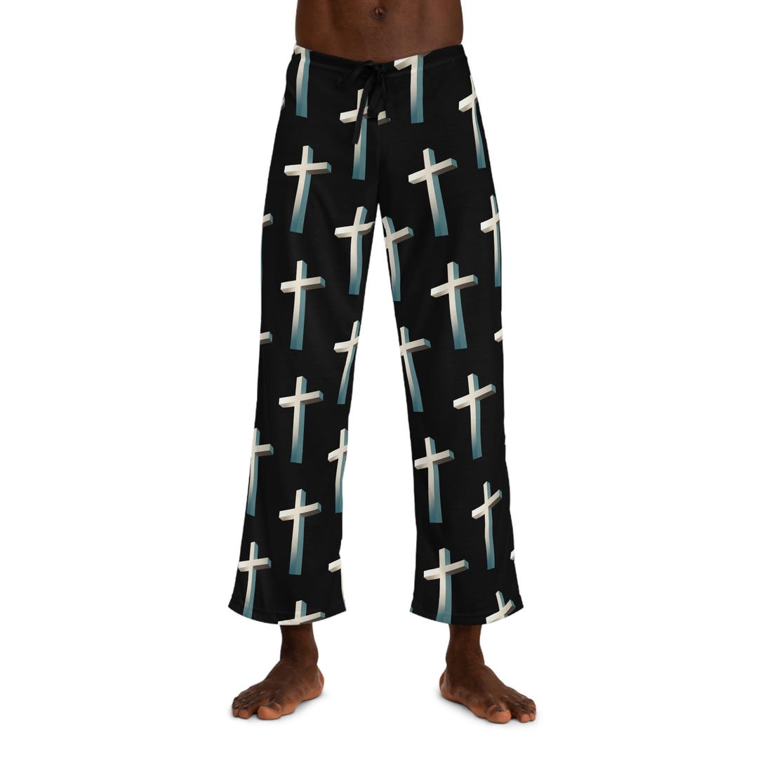 Cross Men's Pajama Pants, Christian Religious Sleepwear, Church Gift ...
