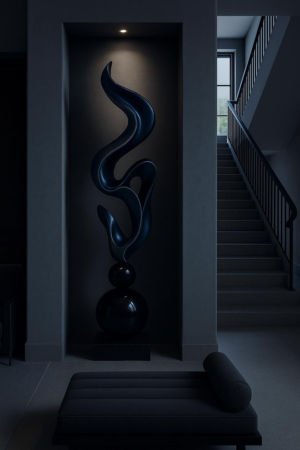 Modern Abstract Floor Sculpture – Large Twisted Flame-inspired ...