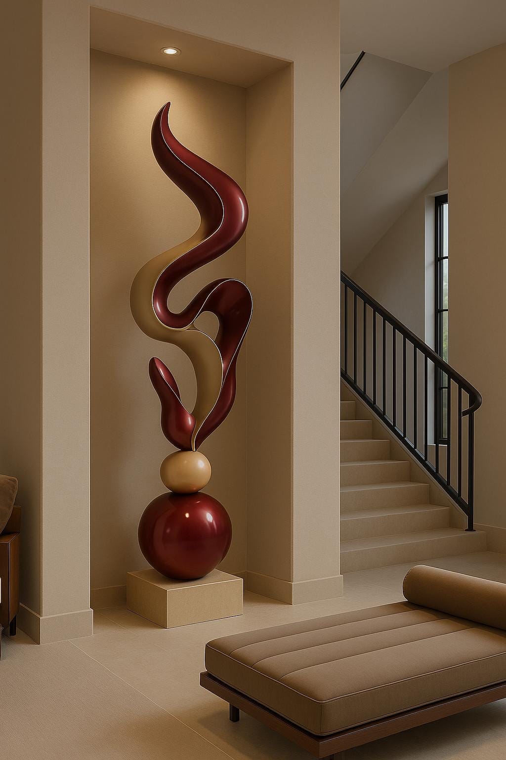 Modern Abstract Floor Sculpture – Large Twisted Flame-inspired ...