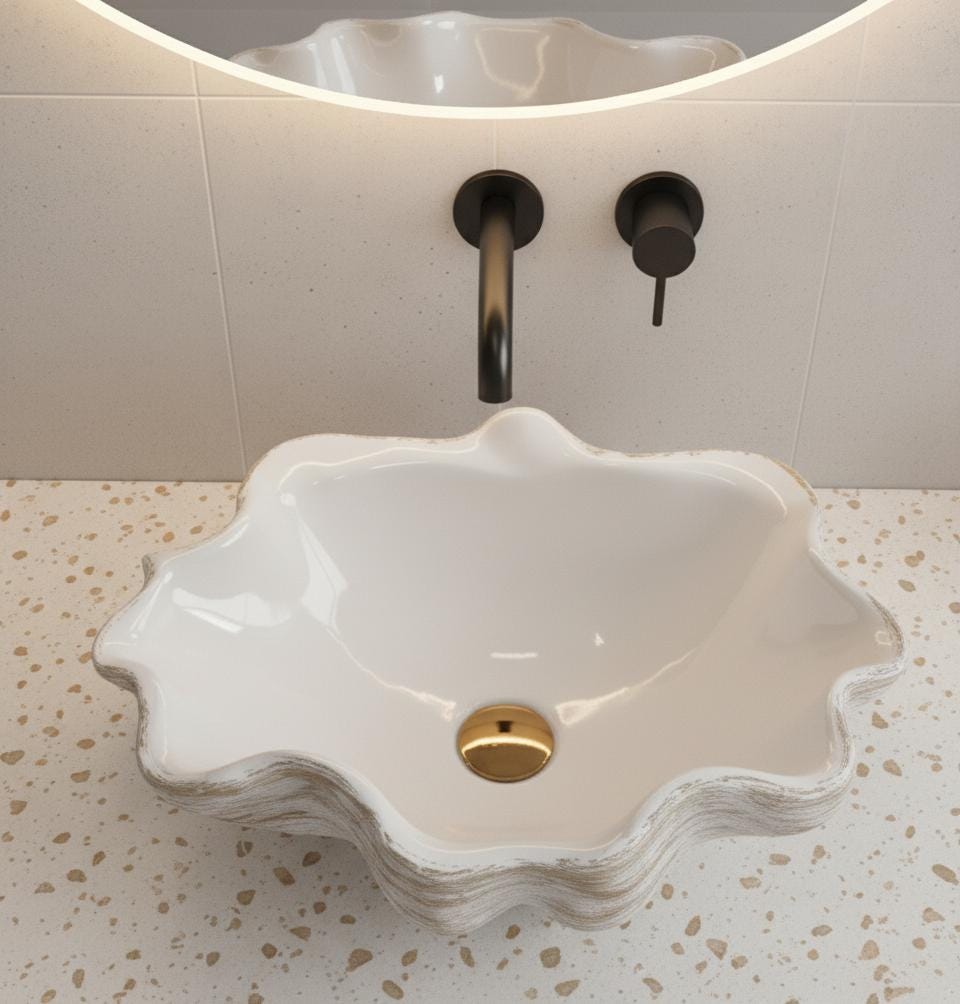 Architectural Fiberglass Seashell Vessel Sink - Handcrafted Luxury ...