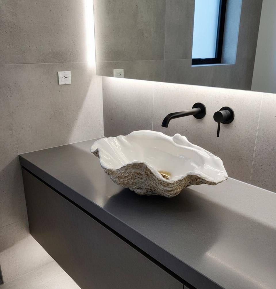 Architectural Fiberglass Seashell Vessel Sink - Handcrafted Luxury ...