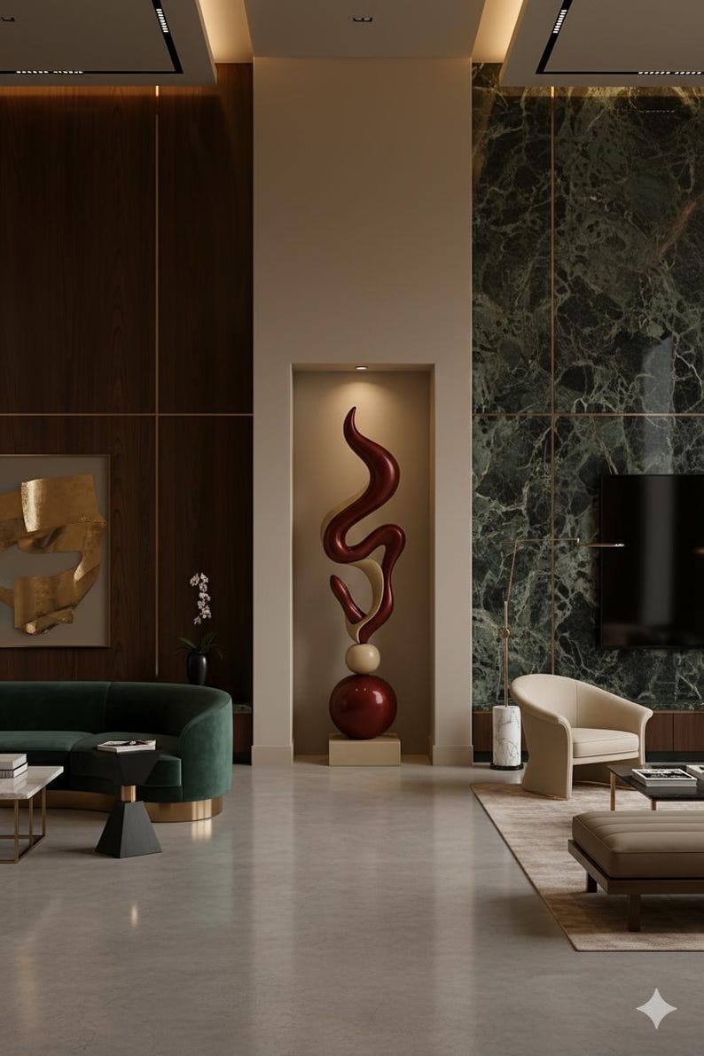 Modern Abstract Floor Sculpture – Large Twisted Flame-inspired ...