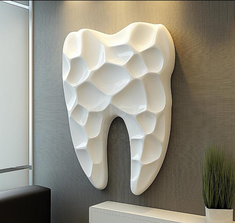 Tooth Wall Decor Sculpture 4 for Dental Clinic Unique 3D Wall Art for ...