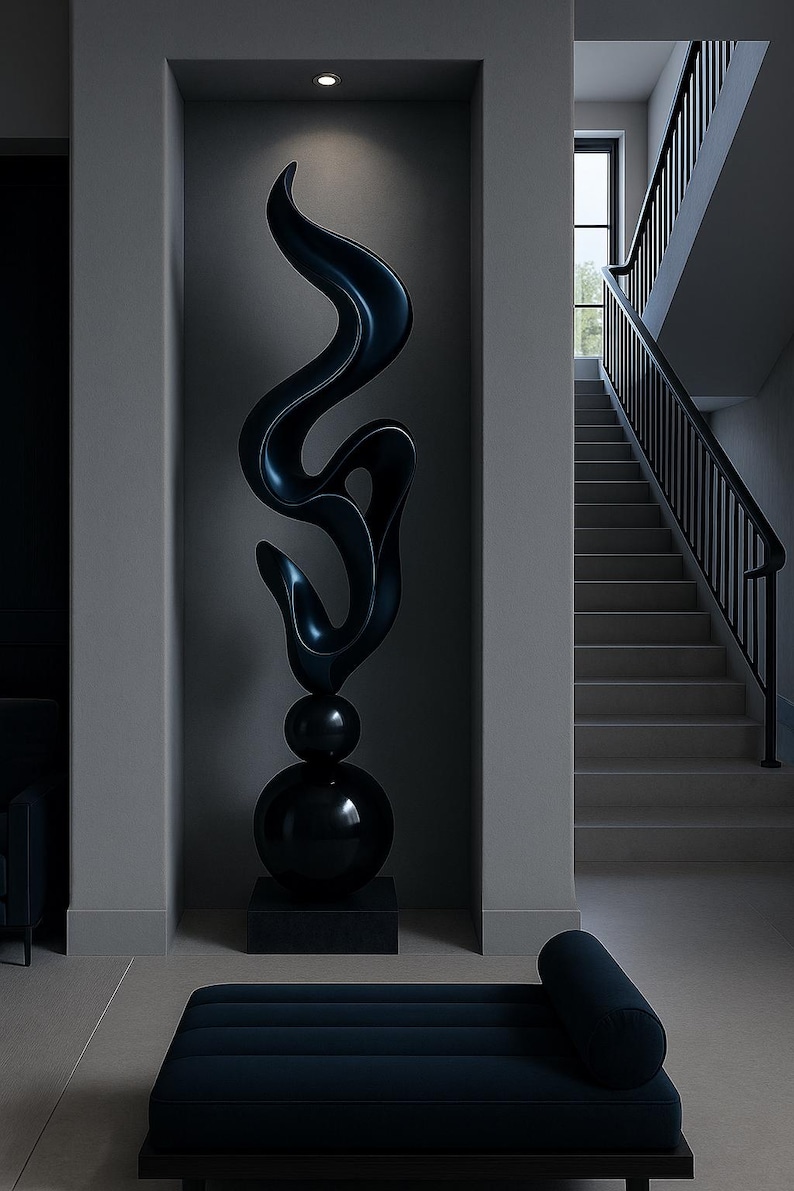 Modern Abstract Floor Sculpture – Large Twisted Flame-inspired ...