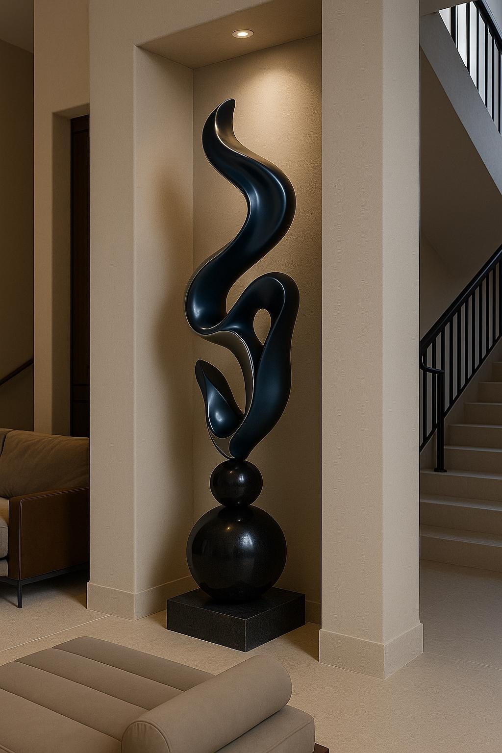 Modern Abstract Floor Sculpture – Large Twisted Flame-inspired ...