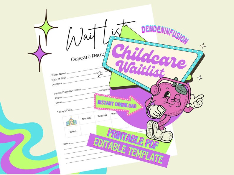 Daycare Waitlist Form Printable, Childcare Enrollment Form PDF ...