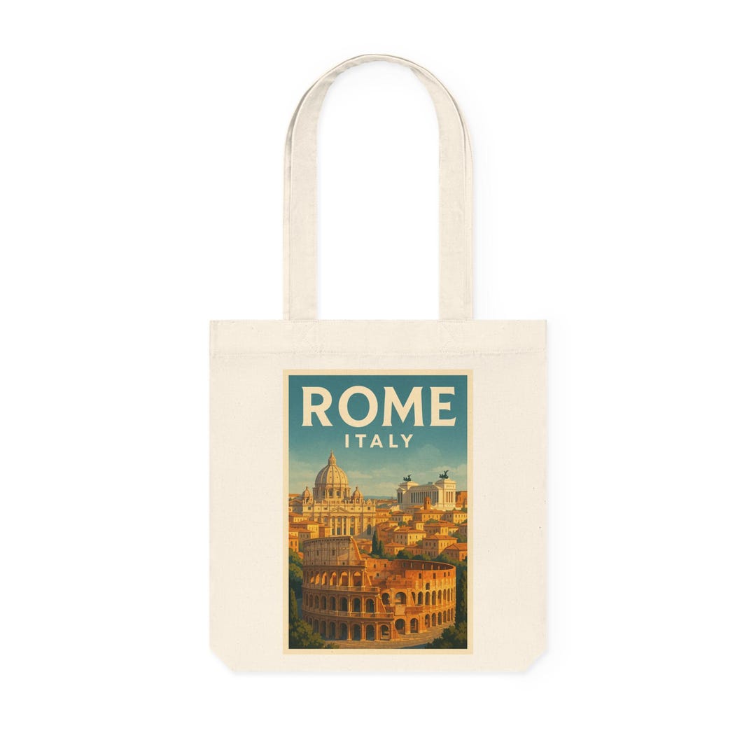 Woven Tote Bag: Vintage Rome Design, Recycled Cotton Blend - Etsy