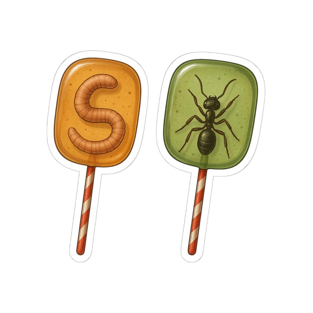 Spooky Bug Lollipop Sticker: Halloween Worm & Ant Candy Decal - Etsy