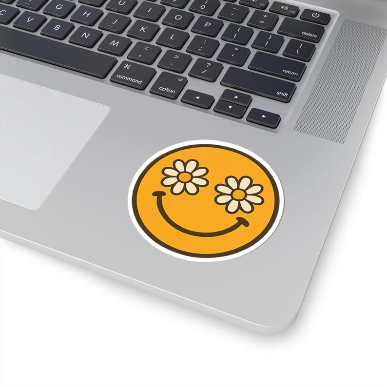 Cheerful Floral Smiley Stickers | Fun Decor, Laptop Accessories, Kids ...
