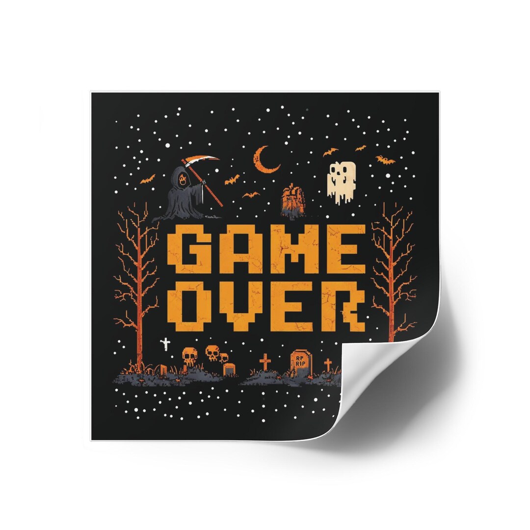 Game Over Halloween Stickers, Fun Decor for Gamers, Spooky Party Favors ...