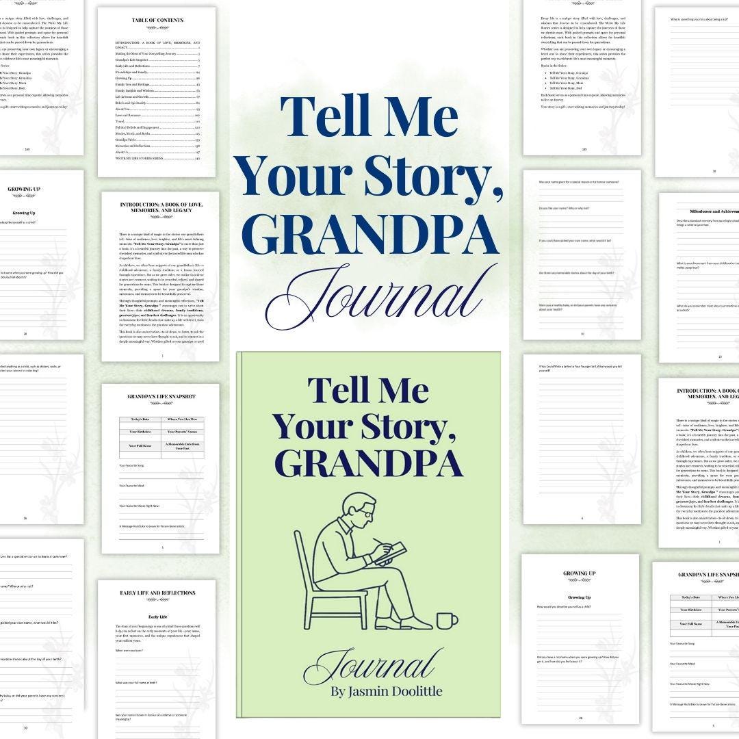 Grandpa's Story Journal: Guided Prompts, Legacy Keepsake (digital ...