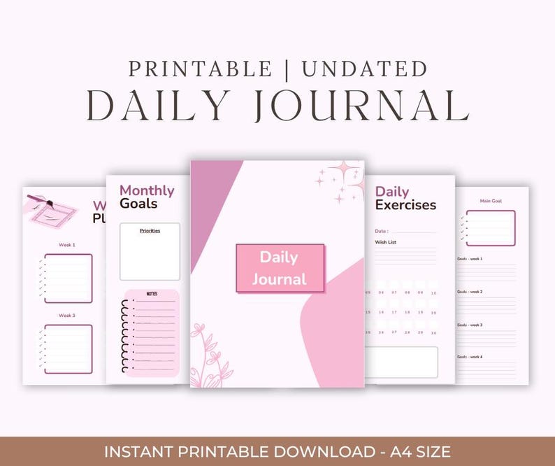 Printable Daily Journal, Daily Journal, Daily Planner, Productivity ...