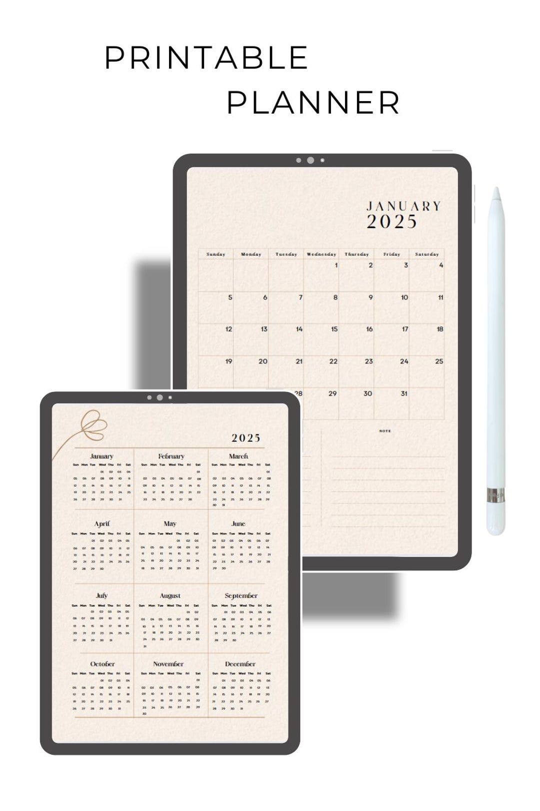 2025 Planner, Printable Planner, 2025 Calendar, Daily Planner, Time ...