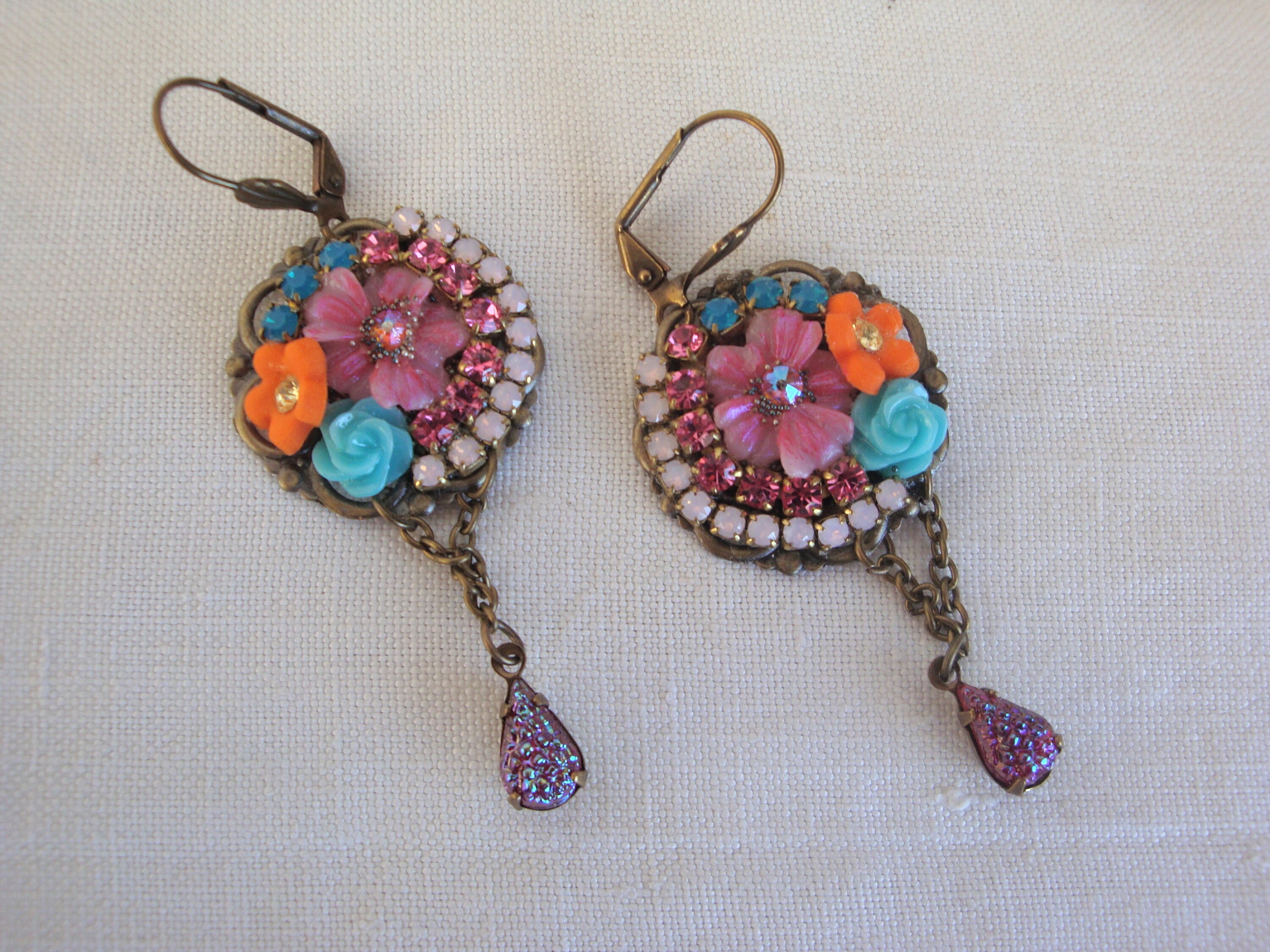 Crystal Earrings Crystal Floral Earrings - Etsy