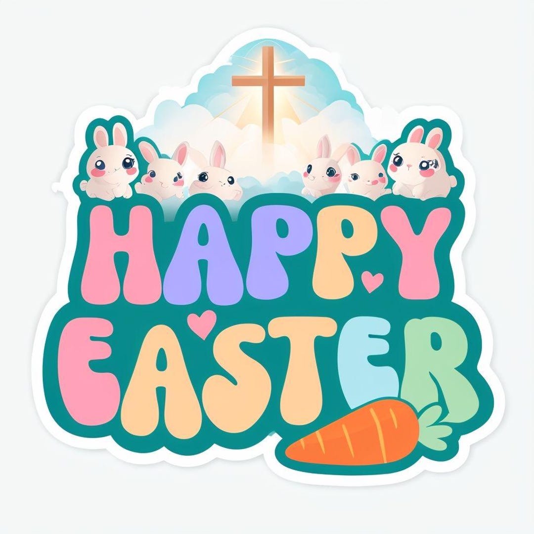 Sticker, Easter, Heaven, Bunny, Cross, Cute, Carrot, Happy Easter - Etsy